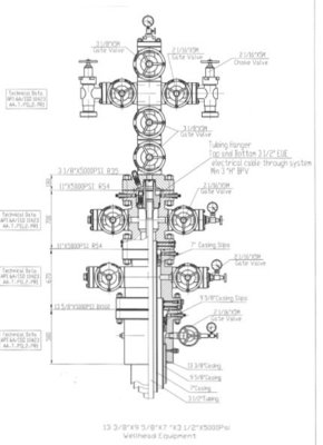 Wellhead Equipment Assembly 13-3/8" x 9-5/8" x 7" x 3-1/2" 5000PSI, API6A, PSL3 PR1 EE U