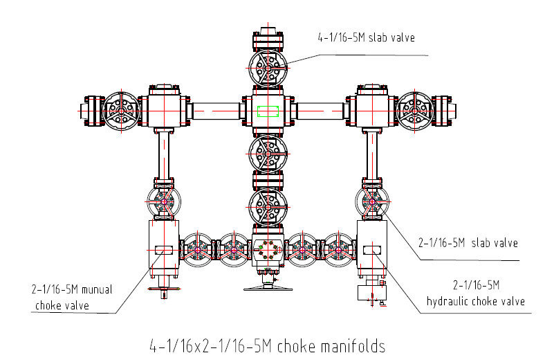 Choke Manifold 4-1/16" 5000PSI x 2-1/16" 5000PSI, c/w Manual and Hydraulic choke Valves