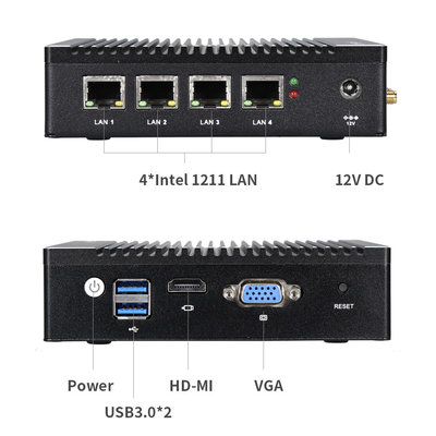 Industrial Class Four Gbe Network Lans Mini Embedded Fanless PC x86 router