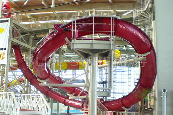 Fiberglass Water Playground Equipment , Outdoor Aqualoop Slide Aqua Park Playground