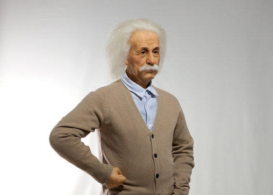 Figura di cera a grandezza naturale della celebrità di scienza del silicone, figura di cera di Albert Einstein