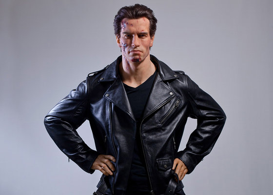 Figura di cera a grandezza naturale di Arnold Schwarzenegger della statua di cera di film della vetroresina &amp; del silicone