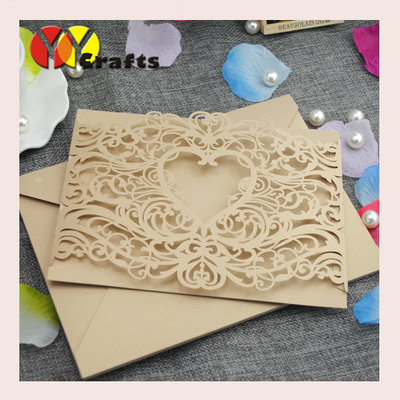Special Heart design invitaiton cards laser cut souvenir wedding invitation card for wedding party and gifts