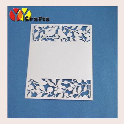Paper wedding invitation card with laser cutting and printing and envelop