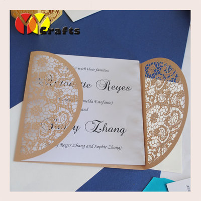 Marriage flower wedding invitation card with ribbon blank unique luxury