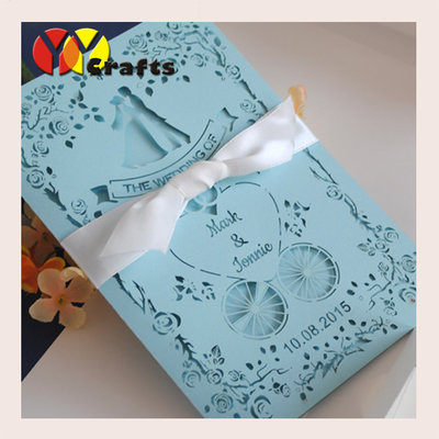 2015 Muslim wedding invitation cards folding couple pearl paper