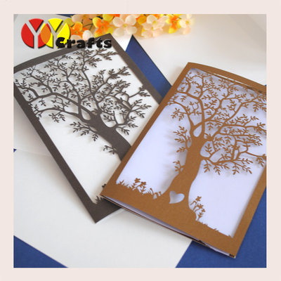 Baby Birthday Invitations Laser Cutting Brown And Coffee Color Love Trees
