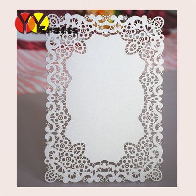 Wedding Party Favors Simple Wedding Invitation Cards , White Flower Lace Invitation Card
