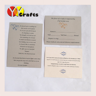Laser cut date style Wedding Invitation Card with inner paper and envelop