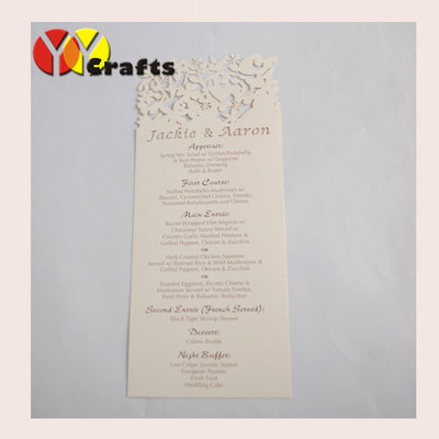Graceful Program Wedding Menu Cards Laser Cut Flower and Names Customed Printing