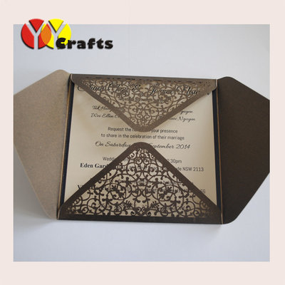 Royal Brown Wedding Invitation Card  Four Flaps With Envelopes