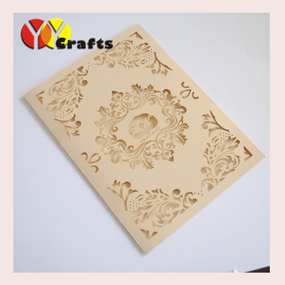 Nice light Gold Wedding Invitation romantic pocket design with Custom Initials