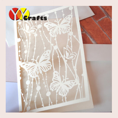 Hot sale butterfly shape invitation card , folding wedding invitation card