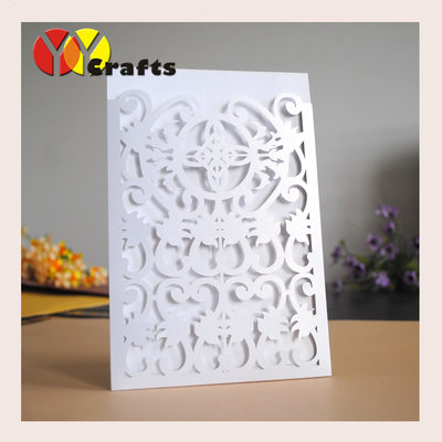 Creative Pocket wedding invitation card pearl paper laser cut  wedding invitation cards sleeves cover