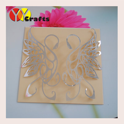 Wedding Favor Metallic Paper Laser Cut  "swan" Design Wedding Invitation Cards with Envelope