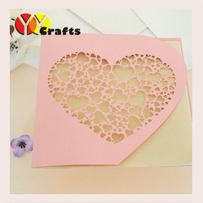 Laser Cut wedding hearts invitation cards pink wedding theme invites
