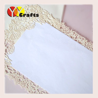 Elegant wedding invitation card with flower lace metallic paper