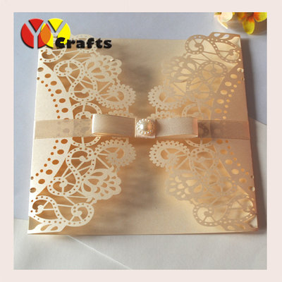 wedding invitation card Butterfly Ribbon Wedding Invitation card Laser Cut card Elegant Folded Wedding Invitation card