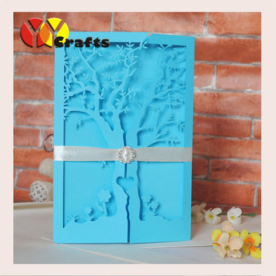 wedding invitation card Latest Unique Design Elegant Tree Laser Cut Wedding Invitations in ivory