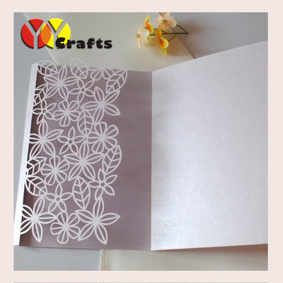 Elegant wedding greeting invitation cards flower shape tri folded purple 128 by 190mm