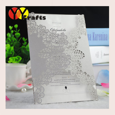 Flower lace nice folded birthday invitation card designs with ribbon and buckle