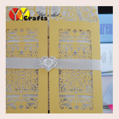 Newest gatefold gold color wedding favor invitation cards for wedding and party decoration