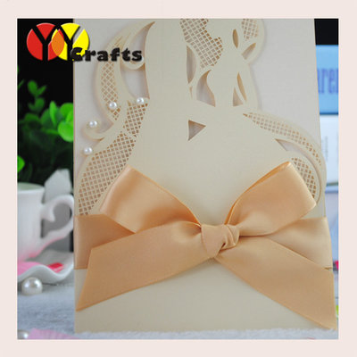 Elegant 5*7.5inch customize bride and groom wedding invitation card printing with rsvp card