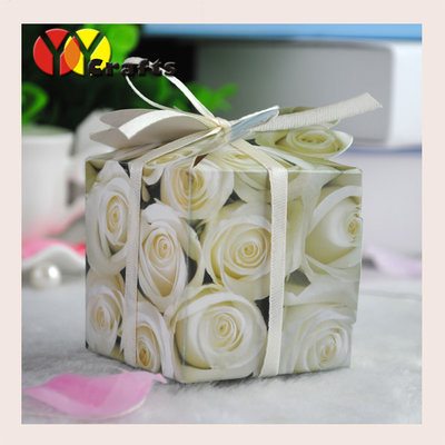 Lawer cut rose wedding gift boxes with printing and ribbon