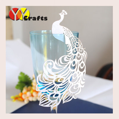 Wedding Table Place Cards white peacock , Elegant Place Card Holders