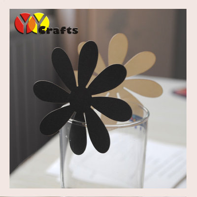 Flower Wine Glass Place Cards laser cut black and white paper customizable
