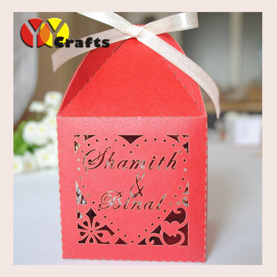 Heart favour packaging box laser cutting bird design ivory wedding gift packaging boxes