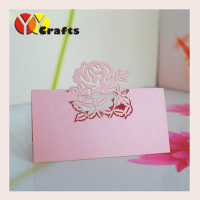 Wedding Table Seating Cards , Pink Rose Place Card For Birthday