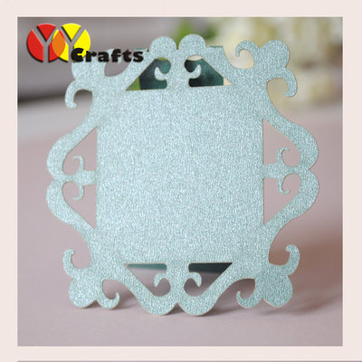 Folded table place card holder blackish green , wedding reception name cards