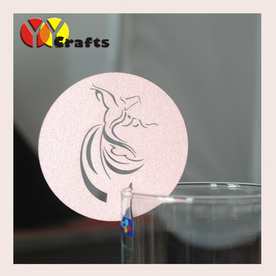 Paper laser cut place card pink dancer design for birthday party