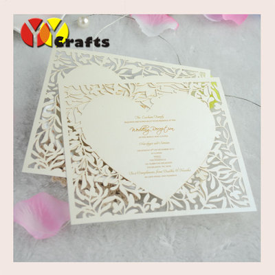 Brown Laser cut thank you cards with printed words heart shape
