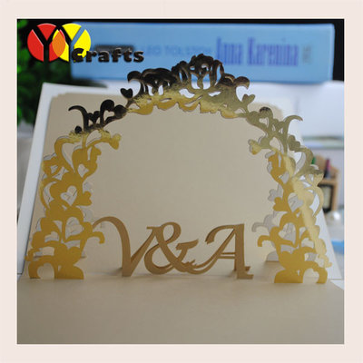 Greeting Paper Pop Up Cards  metallic paper flower design with name initials