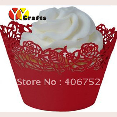 Laser Cut Cupcake Wrappers White Laser cutting flower branch lace cupcake wrapper for whole sale