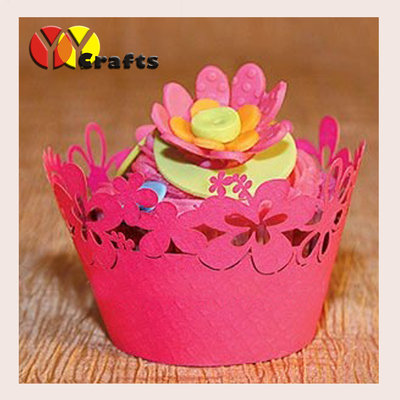 Laser Cut Cupcake Wrappers hot pink sunflower cupcake wrapper for party wedding birthday