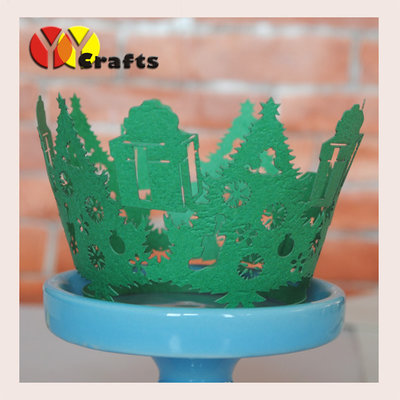 Green christmas tree Laser Cut Cupcake Wrappers holiday favours and decorations