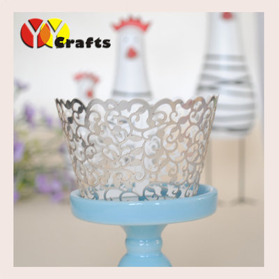 Flower branch laser cut cupcake wrappers metallic silver paper various colors