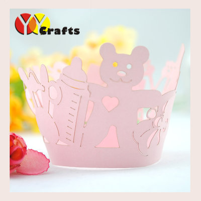 Lovely Laser Cut Cupcake Wrappers for baby shower party paper pink or blue color
