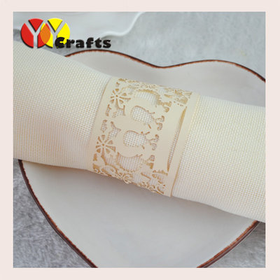 Gold crown wedding napkin rings customed paper crafts 250g pearl paper