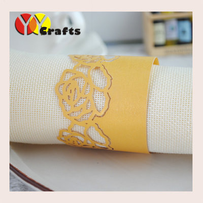 Party Laser cut paper napkins for restaurants , big gold napkins Rings