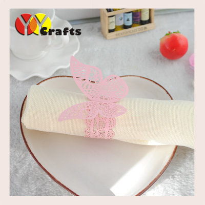 Pink butterfly wedding napkin rings for hotel , Butterfly Paper Napkins