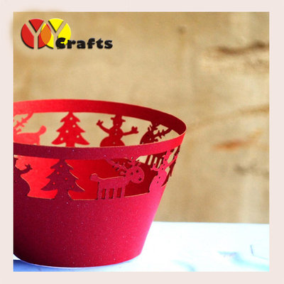 Fancy lace laser cut chrismas day sweet cupcake holder 25pcs per bag