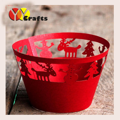 Fancy lace laser cut chrismas day sweet cupcake holder 25pcs per bag