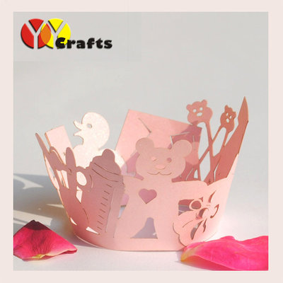 Lovely Laser Cut Cupcake Wrappers for baby shower party paper pink or blue color