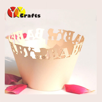 Birthday Party Cupcake Wrappers Laser Cut Letters Metallic Paper