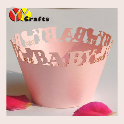Birthday Party Cupcake Wrappers Laser Cut Letters Metallic Paper