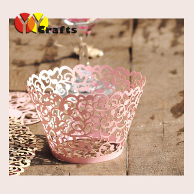 Laser Cut Cupcake Wrappers pink Laser cutting ivy vine cupcake wrappers flower branch lace cupcake wrapper for wedding